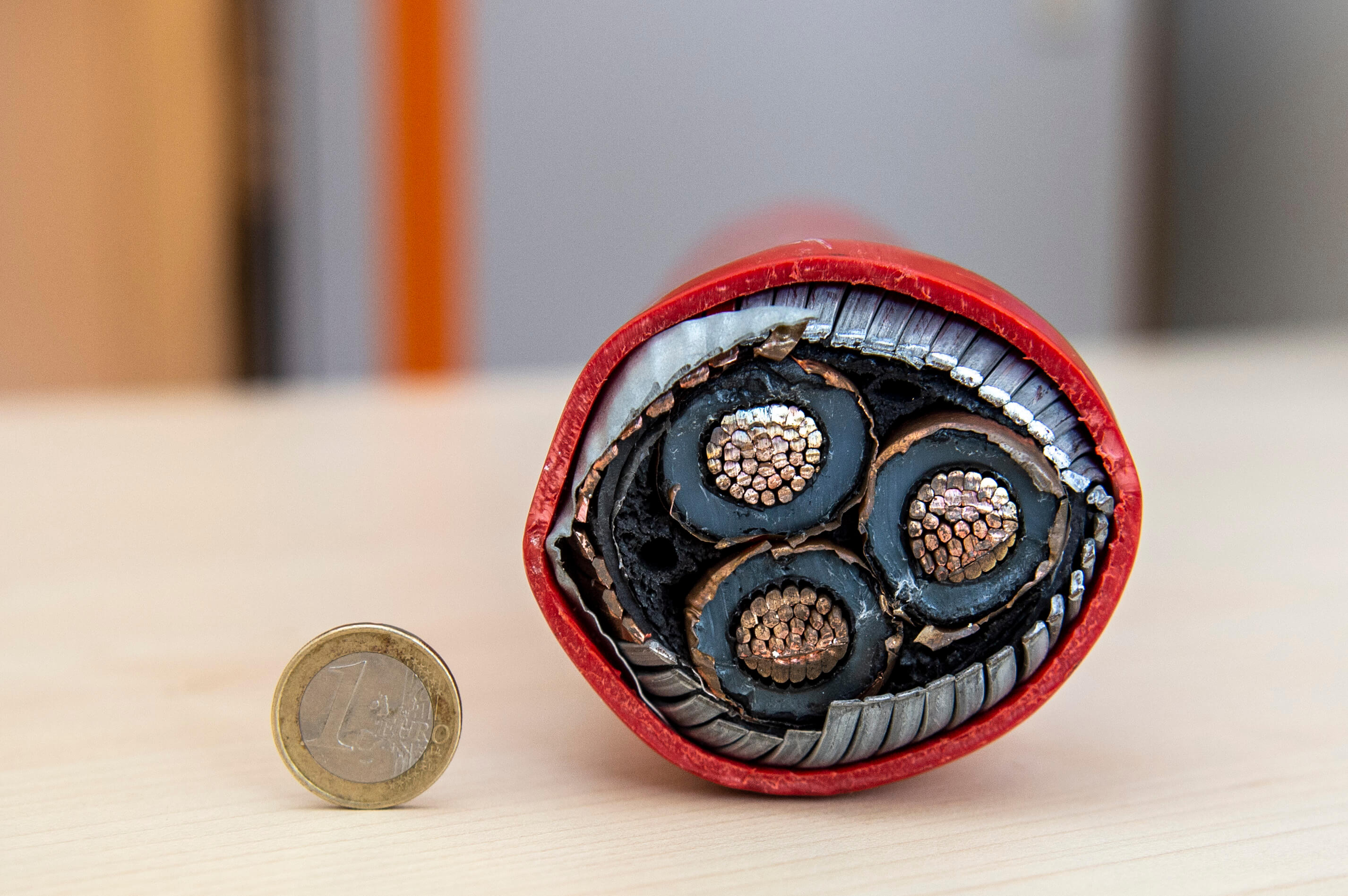 10 kVolt Electrical Cable Compared to a 1 Euro Coin. Credits: ESA - G ...